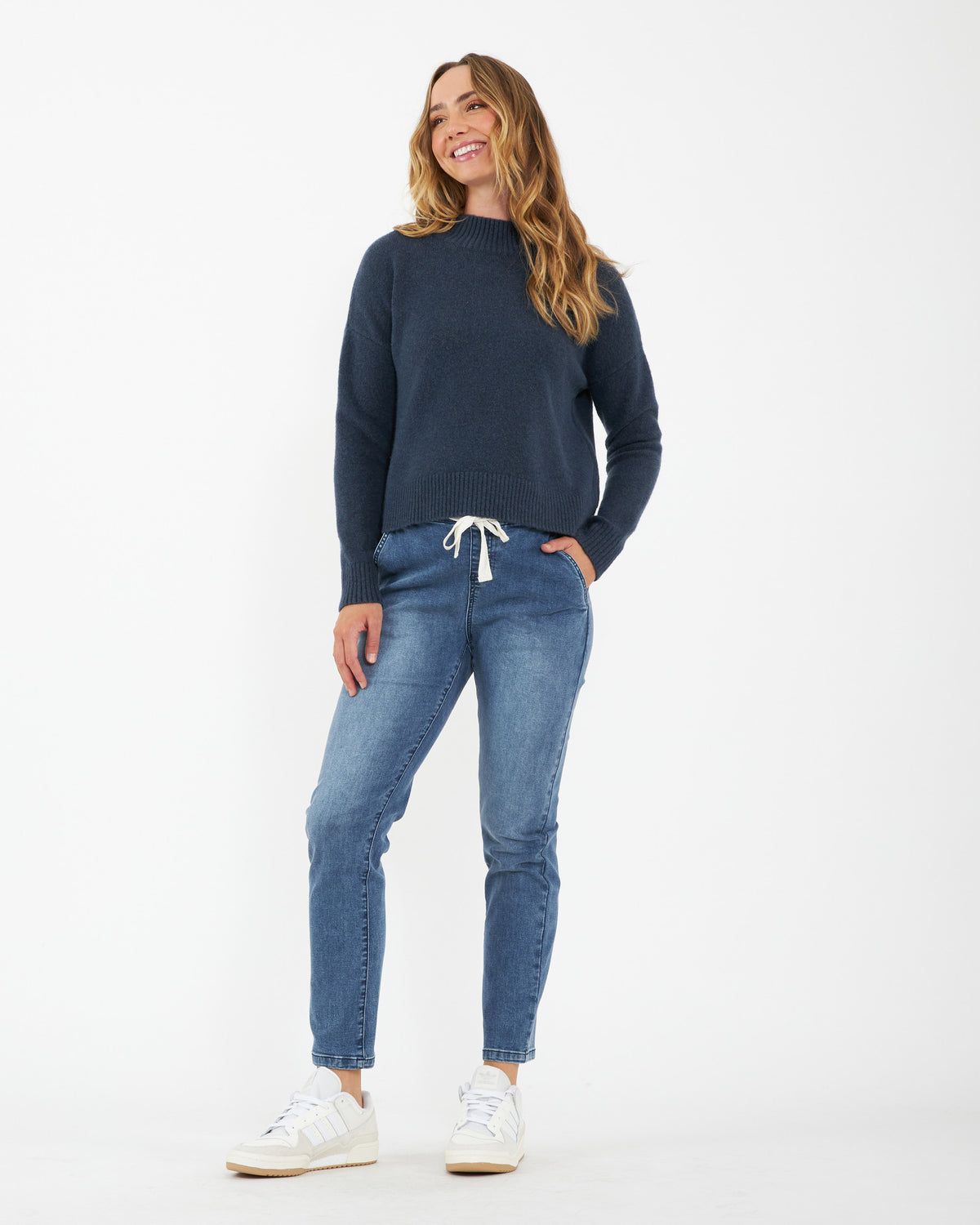 Jade Crop Nursing Knit - Denim Marle