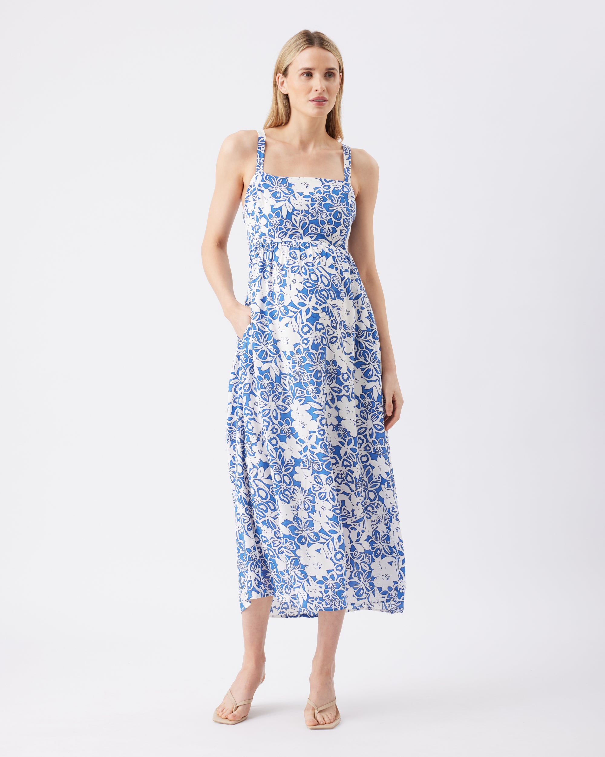 Nahla Longline Dress - Royal / White